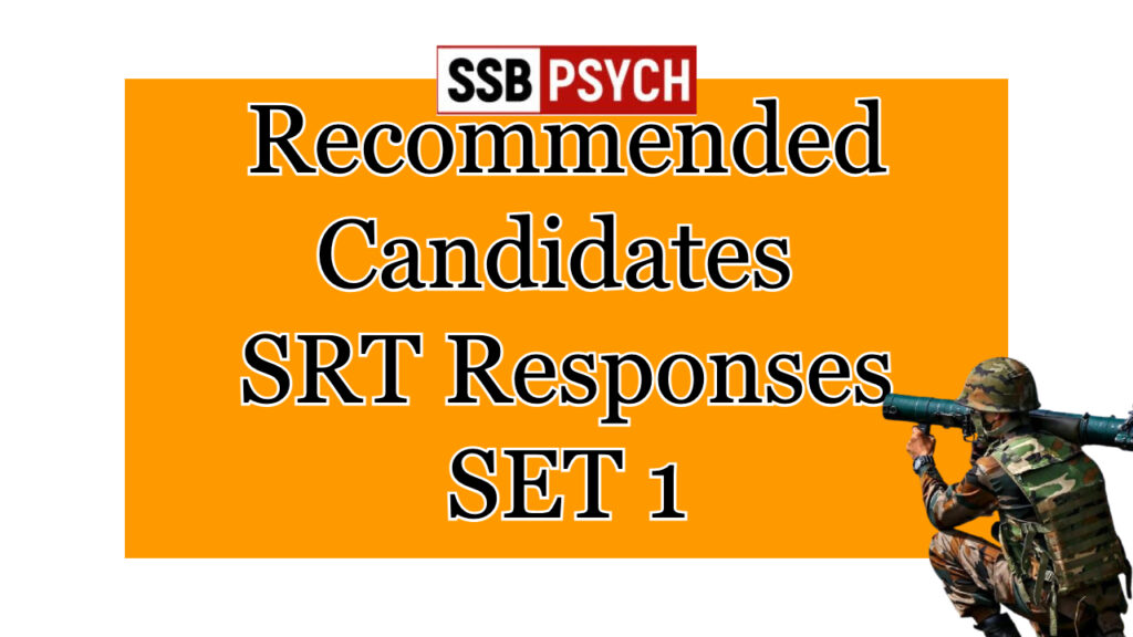 SRT : Recommended Candidate Responses SET 1 - SSBPsych